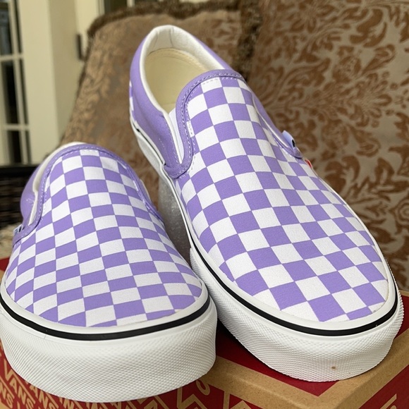 Vans | Shoes | Vans Classic Slip On Checkerboard Violet Tulip Men ...